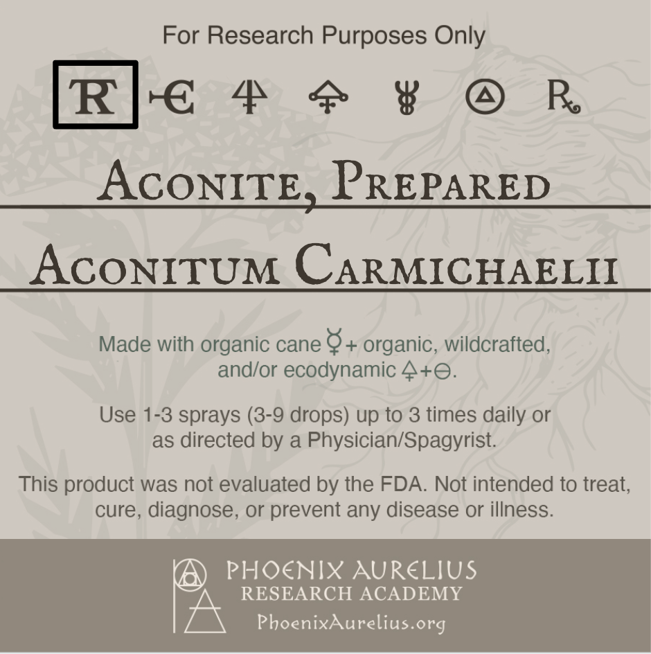 Aconite, Prepared, Spagyric Tincture – Phoenix Aurelius Research Academy