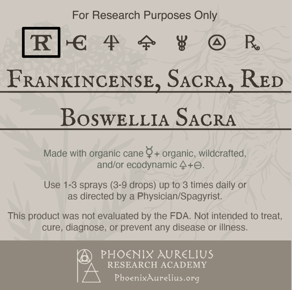 Frankincense Sacra, Red, Spagyric Tincture – Phoenix Aurelius Research ...
