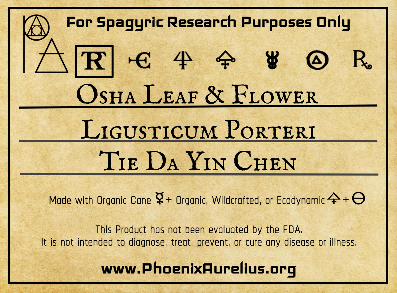 Osha Leaf & Flower Spagyric Tincture – Phoenix Aurelius Research Academy