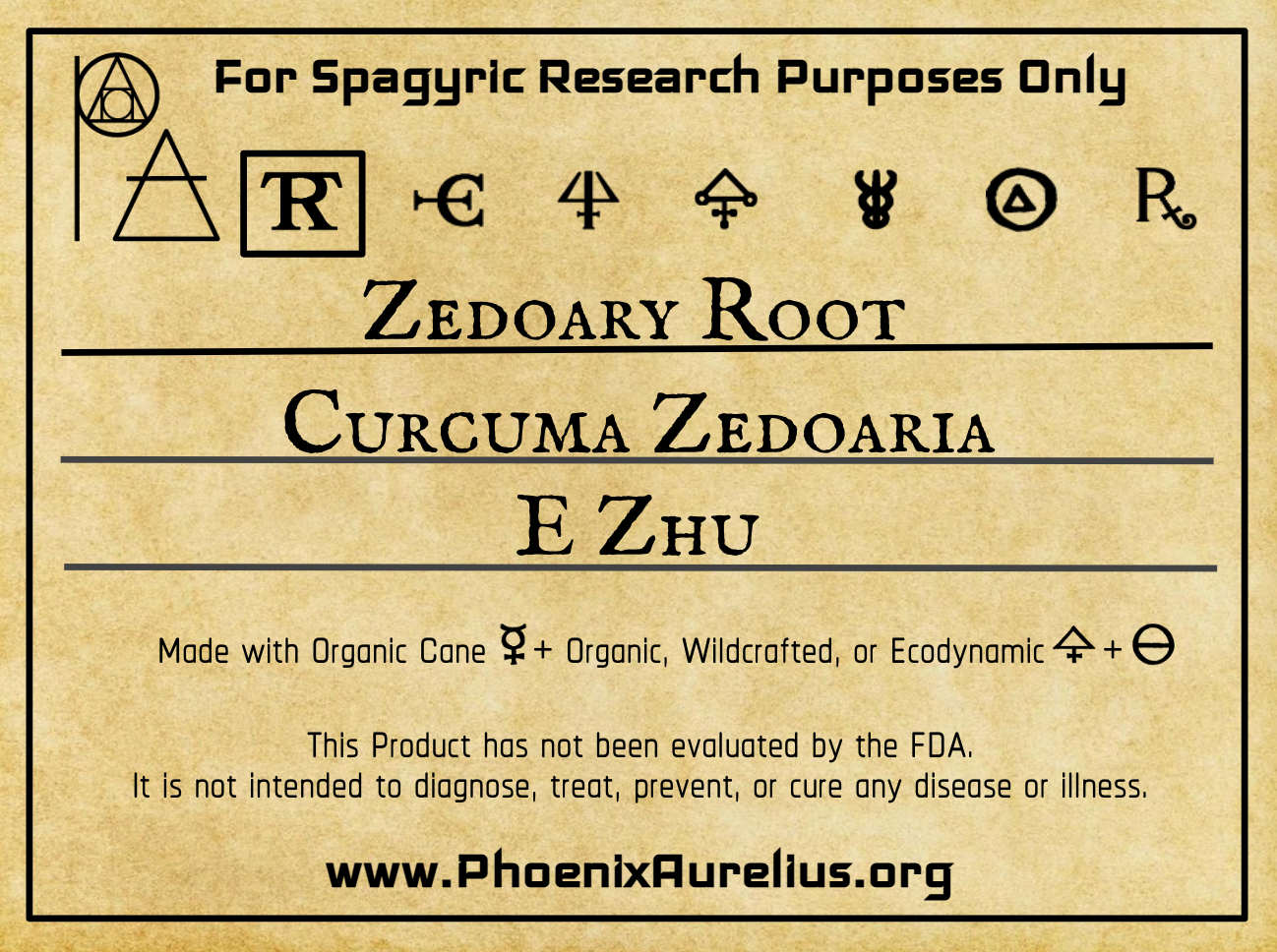 Zedoary Root Spagyric Tincture – Phoenix Aurelius Research Academy